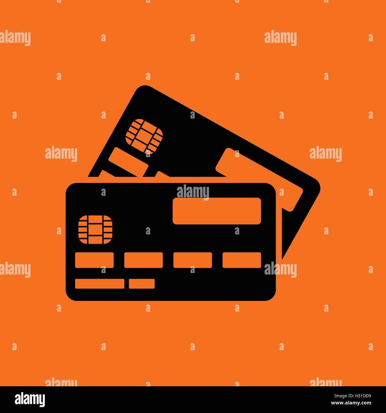 Credit card icon. Orange background with black. Vector illustration ...