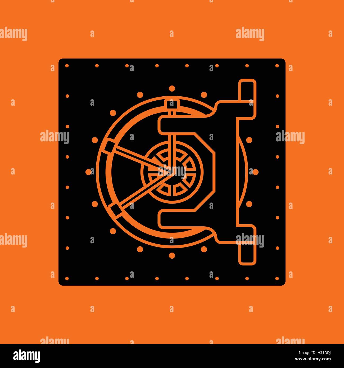 Safe icon. Orange background with black. Vector illustration Stock ...