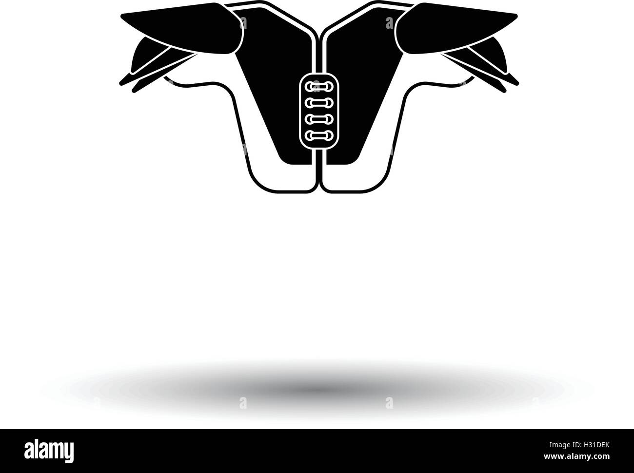 American football chest protection icon. White background with shadow ...