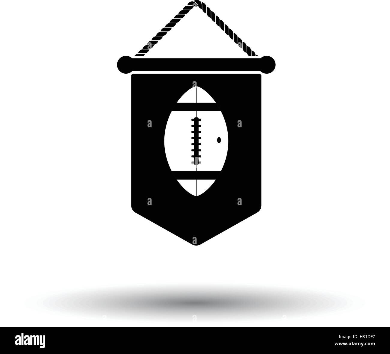 American football pennant icon. White background with shadow design ...