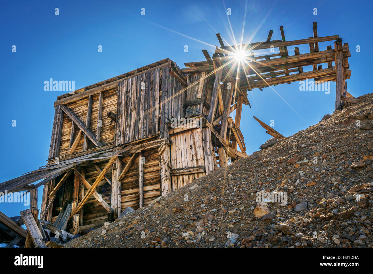 ruins of gold mine near Mosquito Pass in Rocky Mountains, Colorado ...