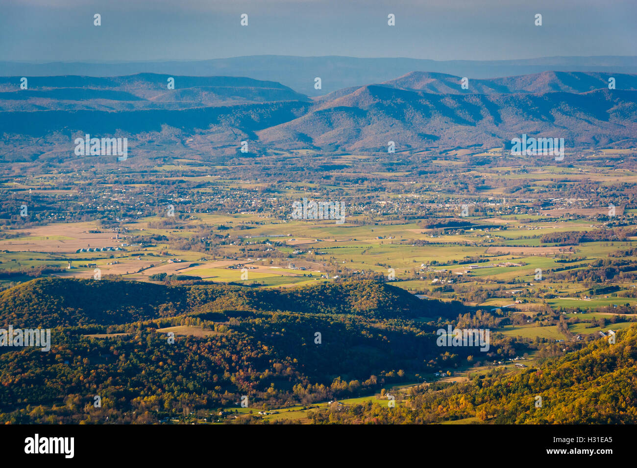 View of fall color in the Shenandoah Valley, from Skyline Drive in ...