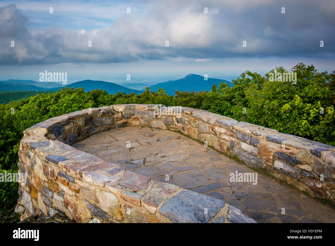 View of the Blue Ridge Mountains from the stone observation deck on ...