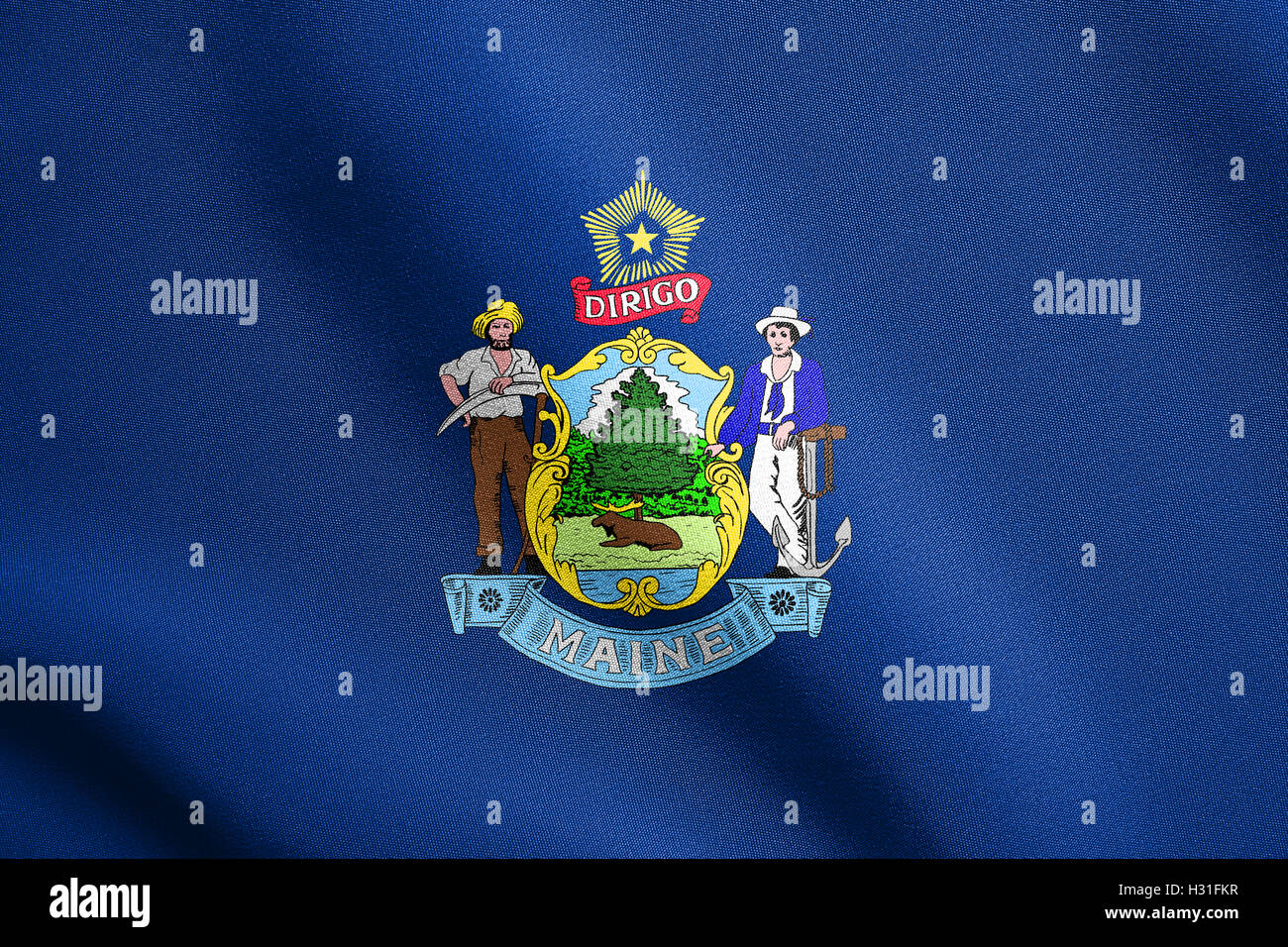 Mainer official flag, symbol. American patriotic element. USA banner ...