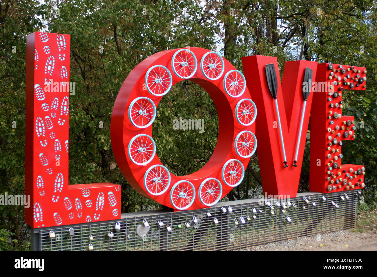 Lynchburg, Virginia, USA. The LOVE sculpture created by artist Paul ...