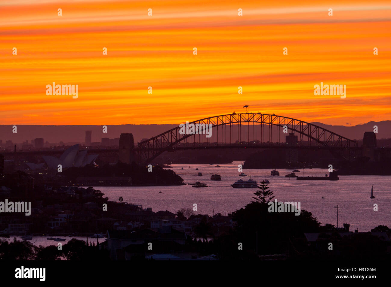 Sydney Harbour bridge at sunset Sydney NSW Australia Stock Photo - Alamy