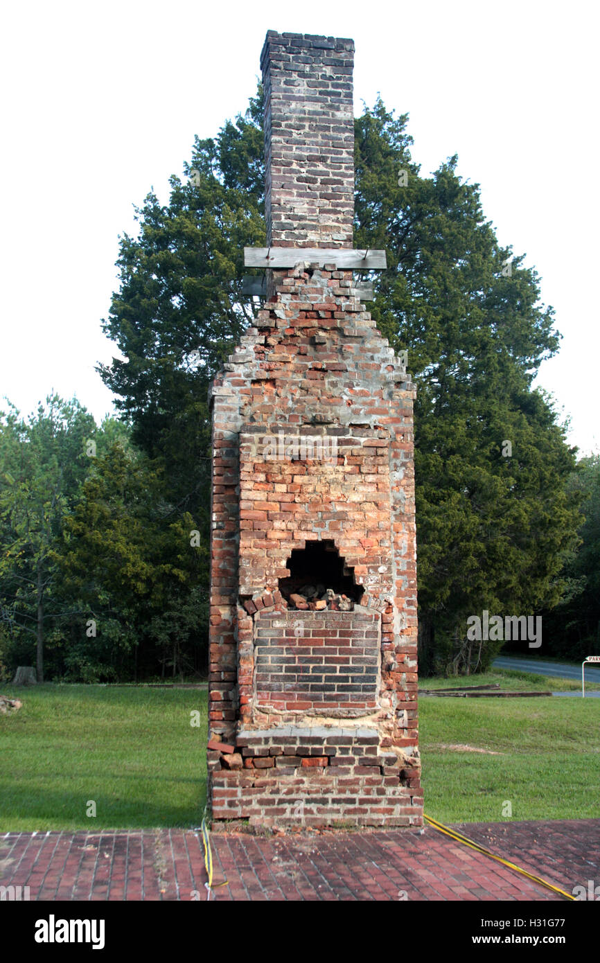 Chimney remained standing after destruction of old historical house in ...