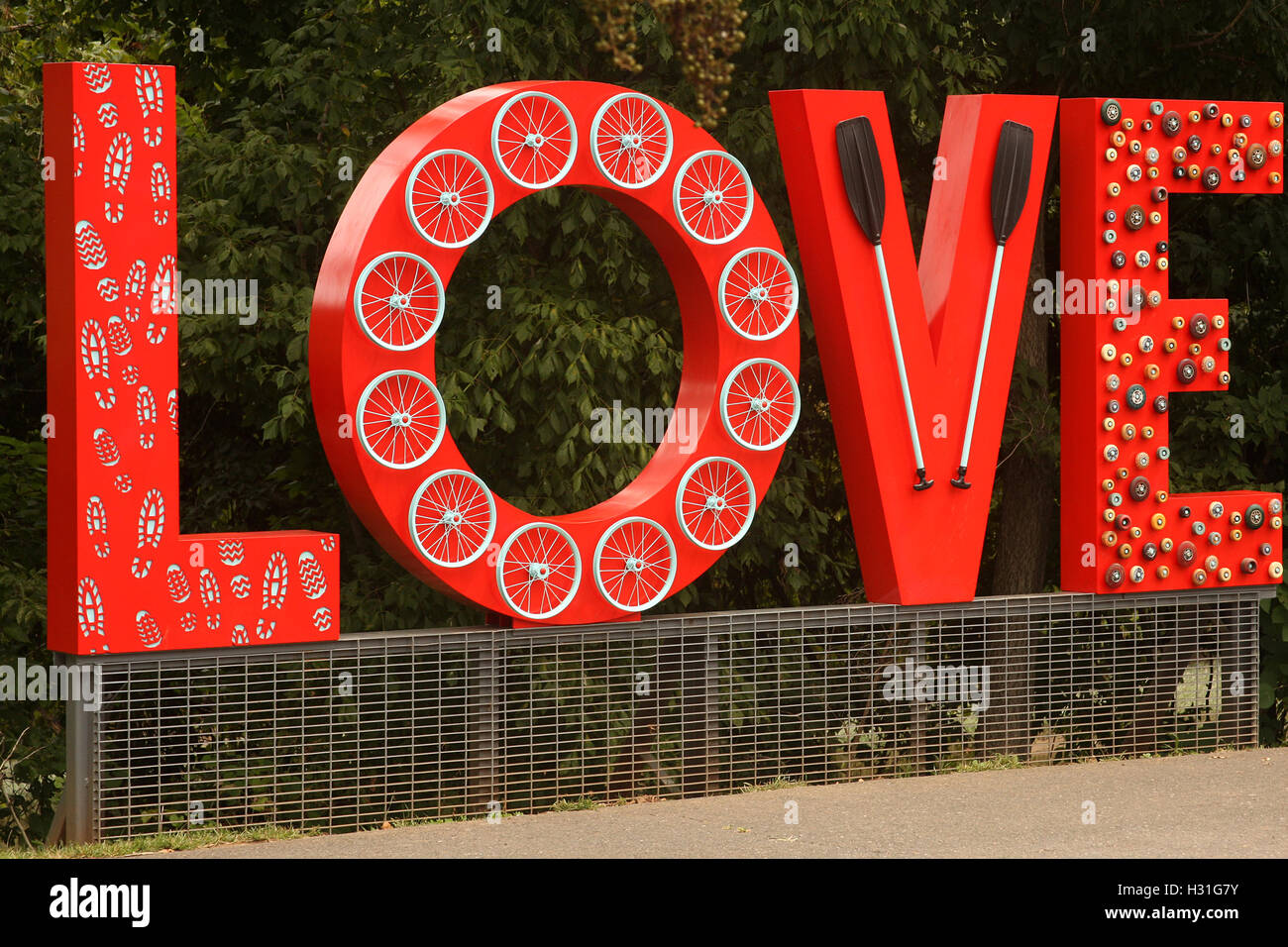 Lynchburg, Virginia, USA. The LOVE sculpture created by artist Paul ...