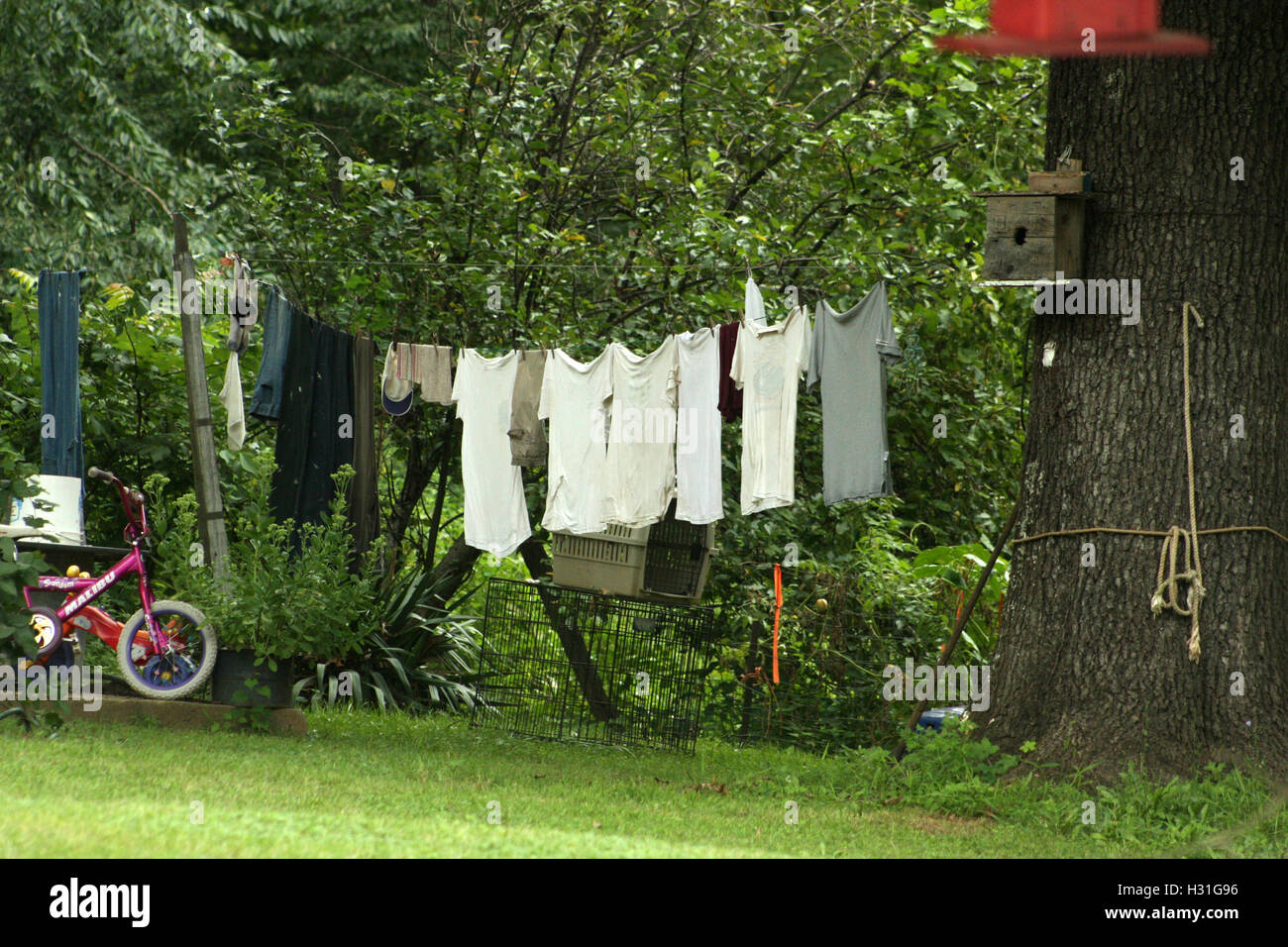 Clothes drying in the wind on a clothes line hi-res stock photography ...
