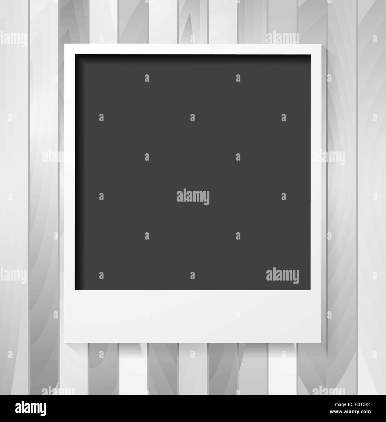 Grey blank Polaroid photo frame on wooden background. Vector design ...