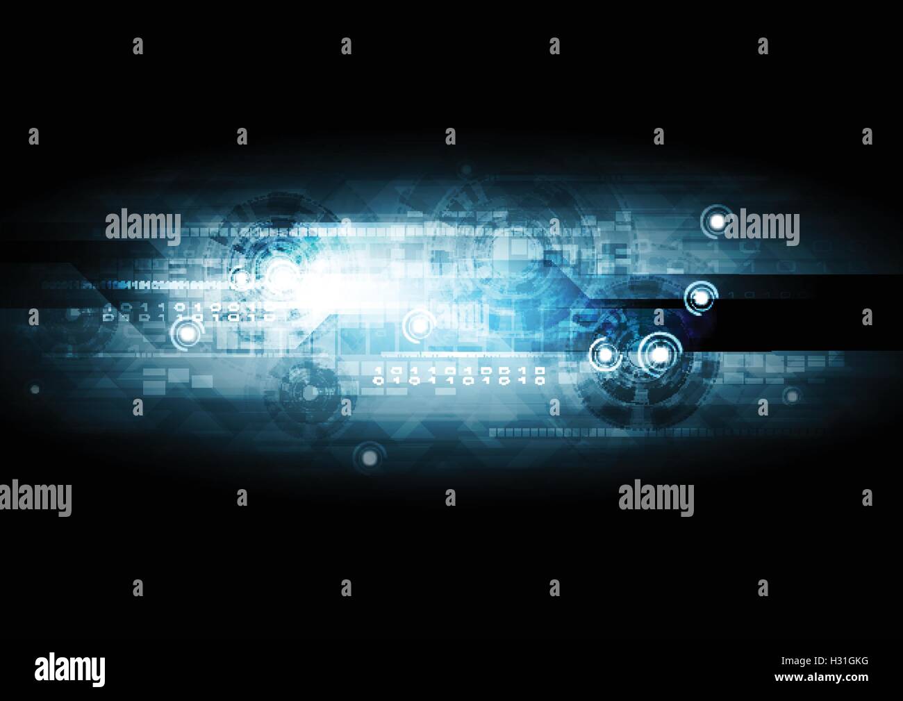 Dark blue hi-tech abstract background with binary code and gears ...