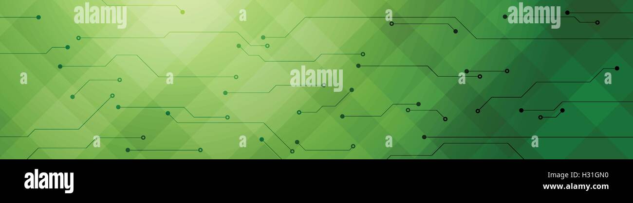 Green abstract tech banner with circuit board. Bright vector header ...