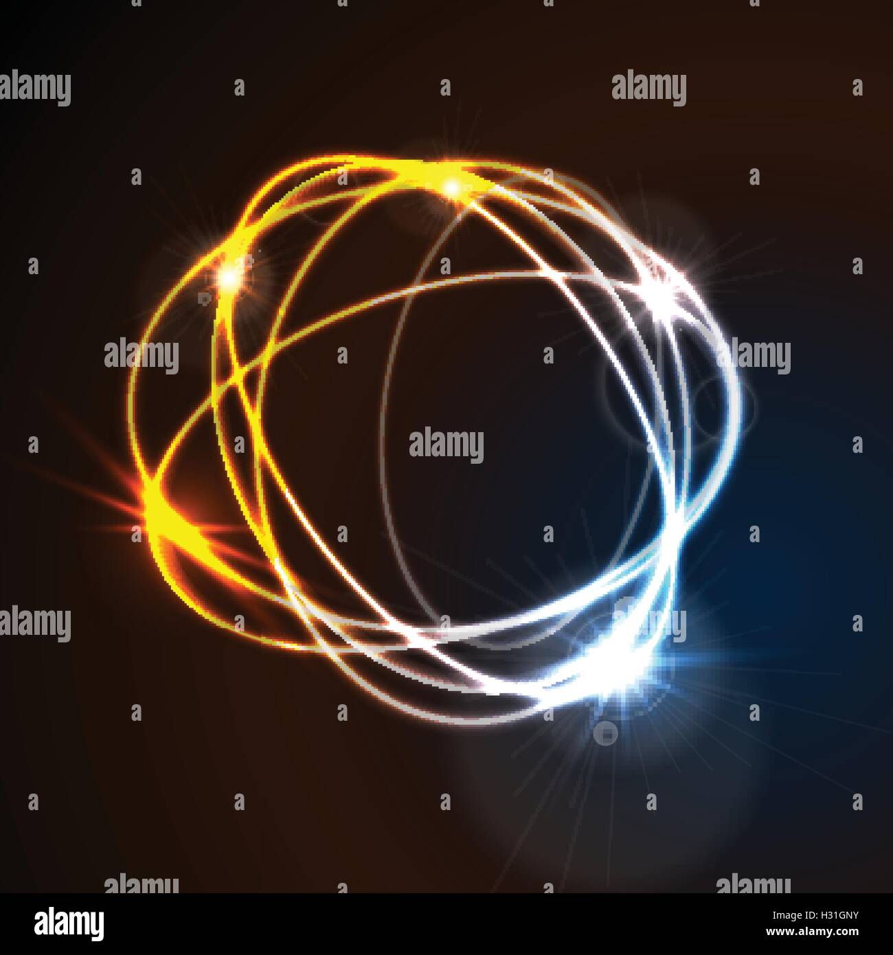 Glow flash neon round shape shiny template design. Vector background ...