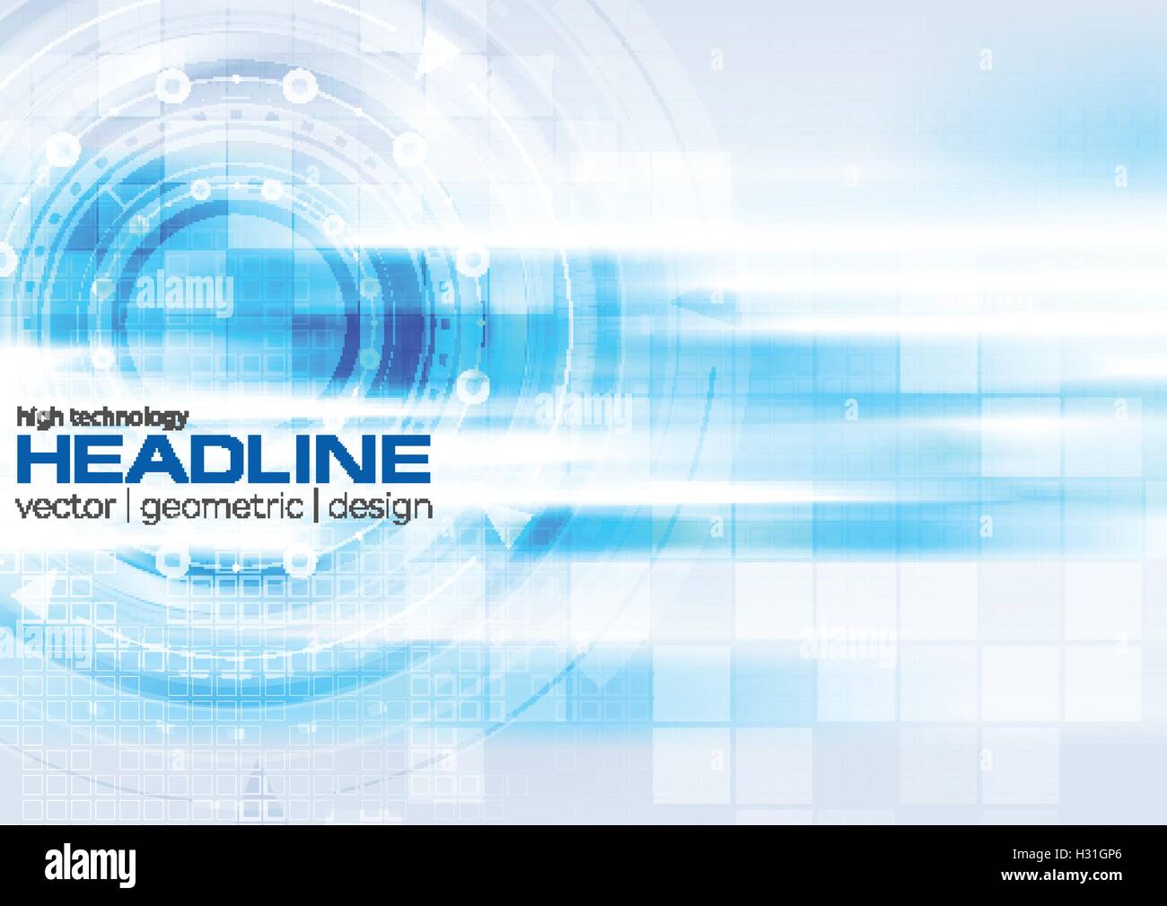 Blue hi-tech background with glowing stripes and HUD gears design ...