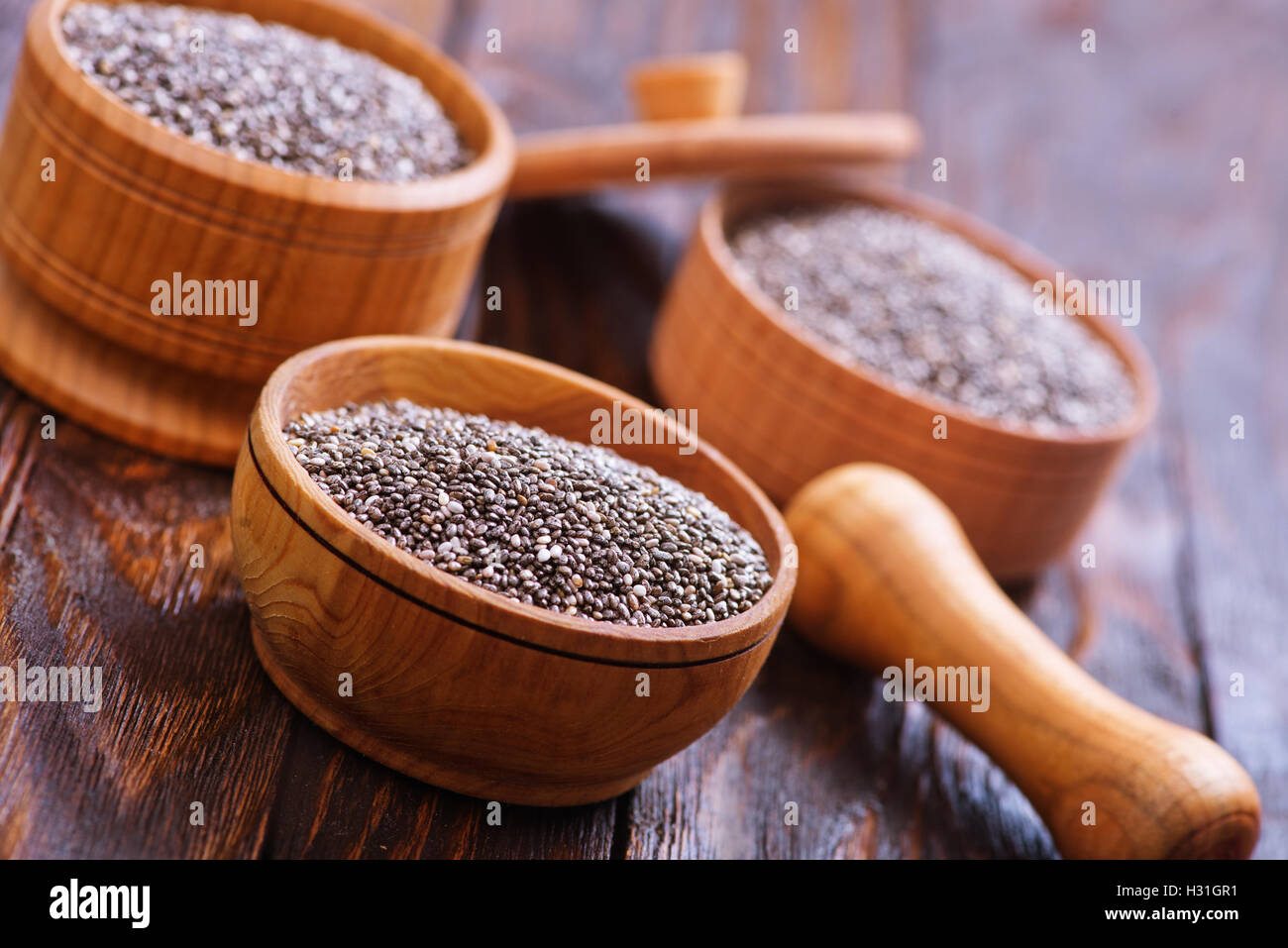 Chia seeds in bowls and on a table Stock Photo - Alamy