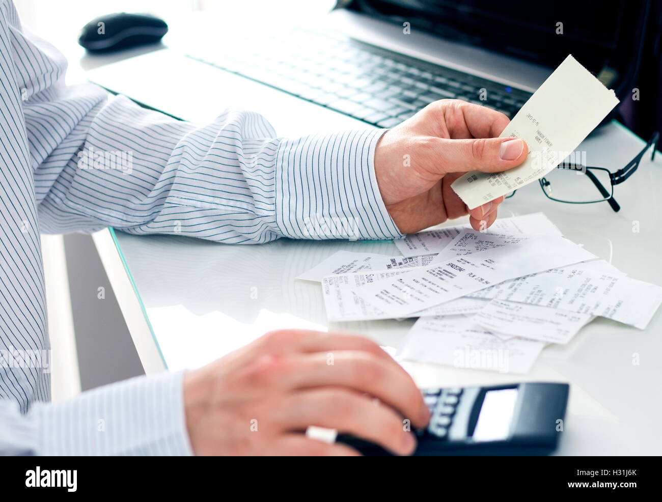 Businessman counting bills. Work in office Stock Photo - Alamy