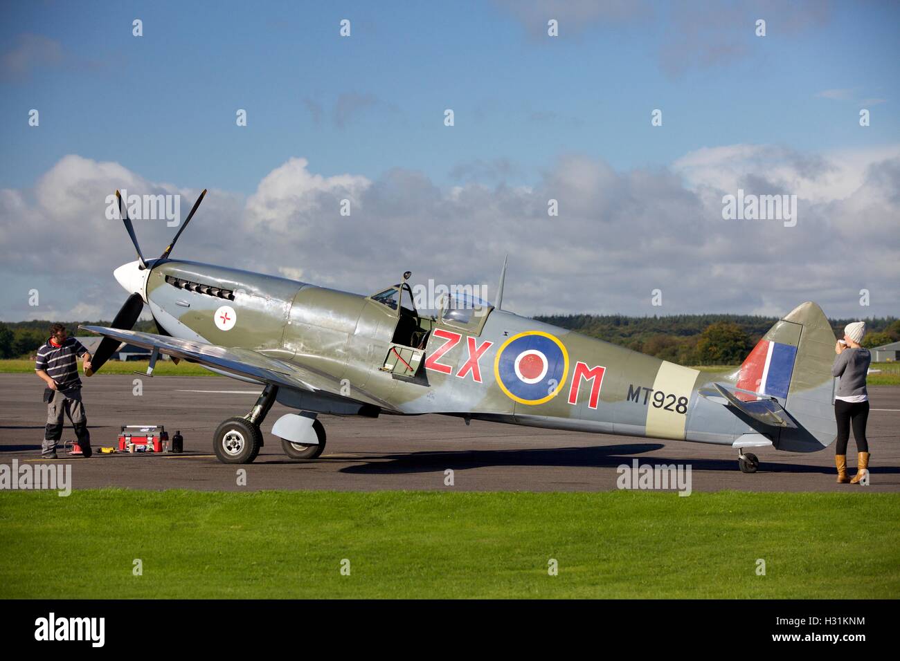 Spitfire at Dunkeswell airfield in Devon which appears in flying scenes ...