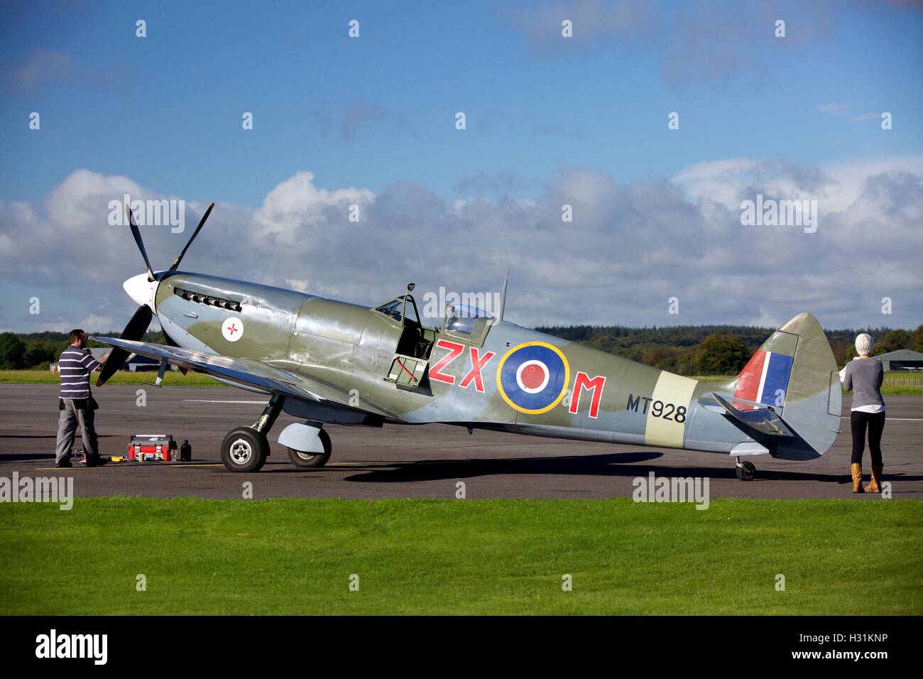 Spitfire at Dunkeswell airfield in Devon which appears in flying scenes ...