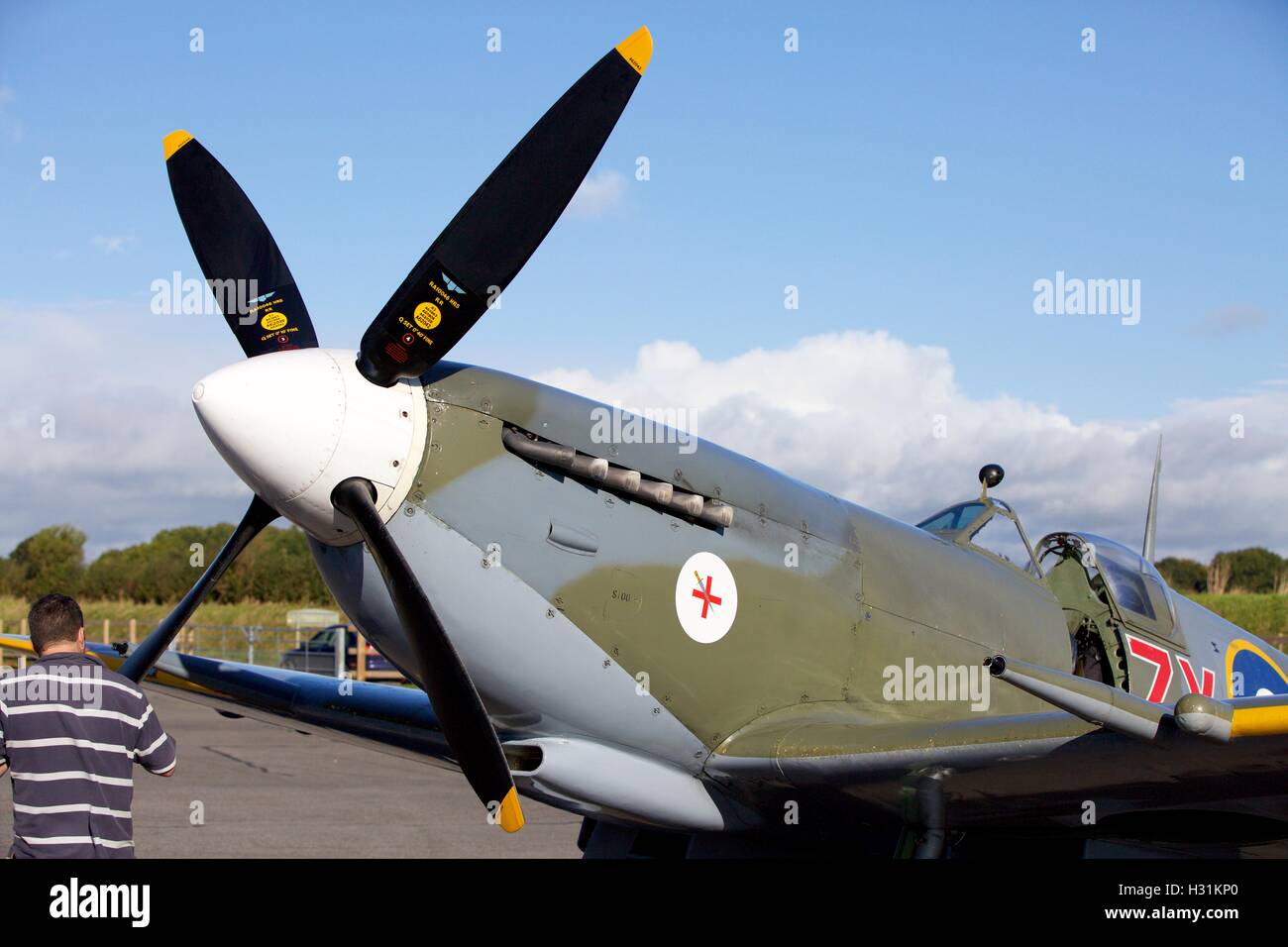 Spitfire at Dunkeswell airfield in Devon which appears in flying scenes ...