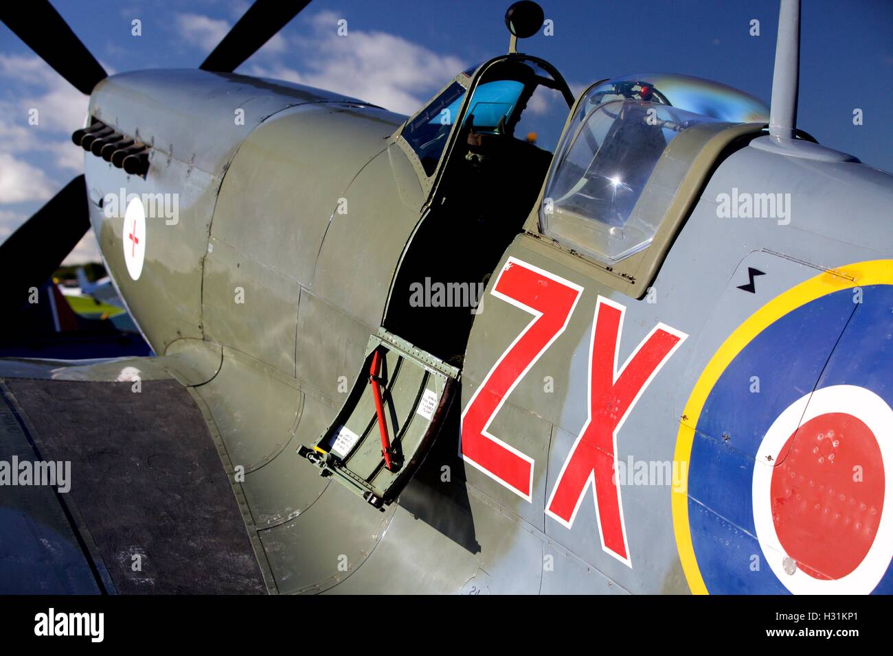 Spitfire at Dunkeswell airfield in Devon which appears in flying scenes ...