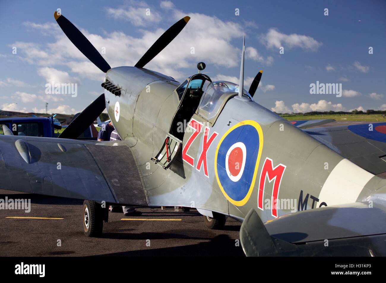 Spitfire at Dunkeswell airfield in Devon which appears in flying scenes ...