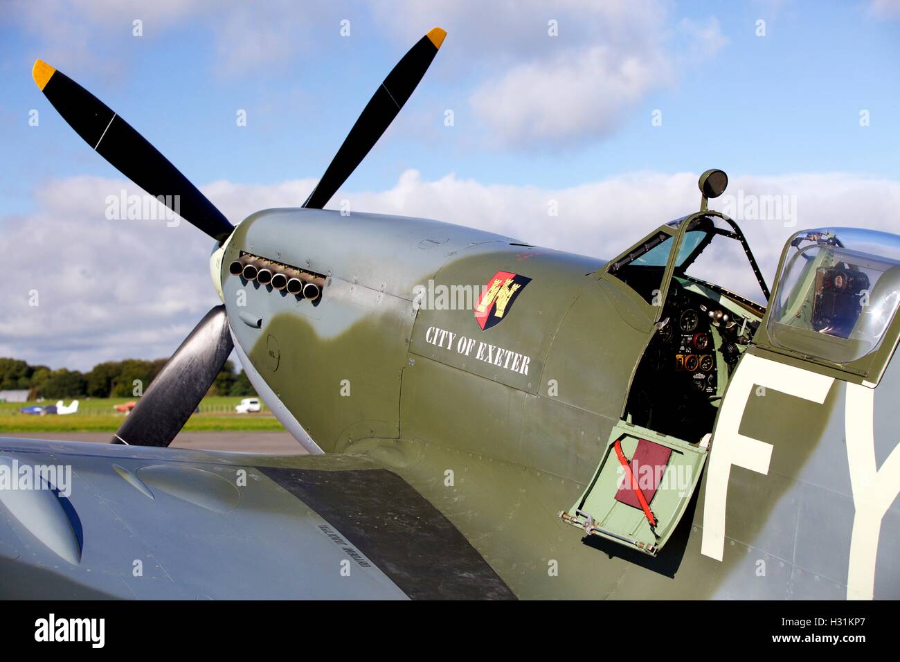 Spitfire at Dunkeswell airfield in Devon which appears in flying scenes ...