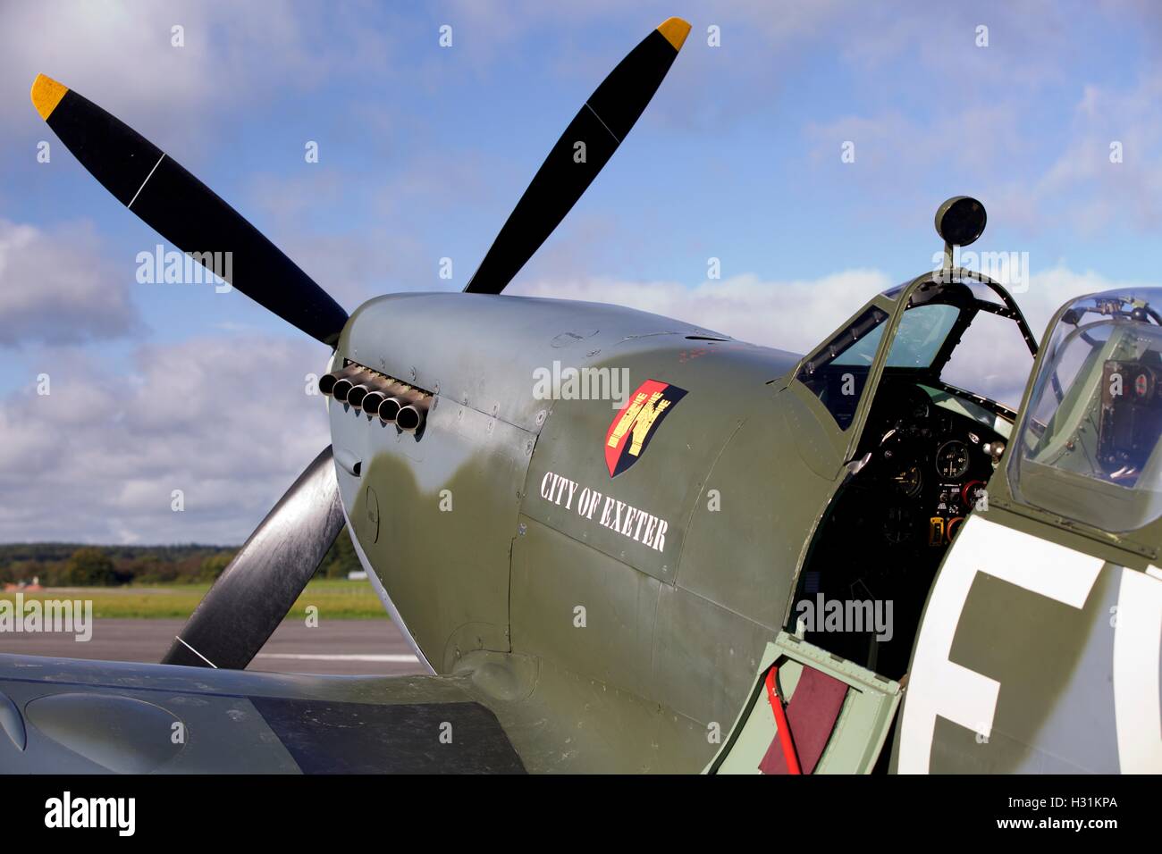 Spitfire at Dunkeswell airfield in Devon which appears in flying scenes ...