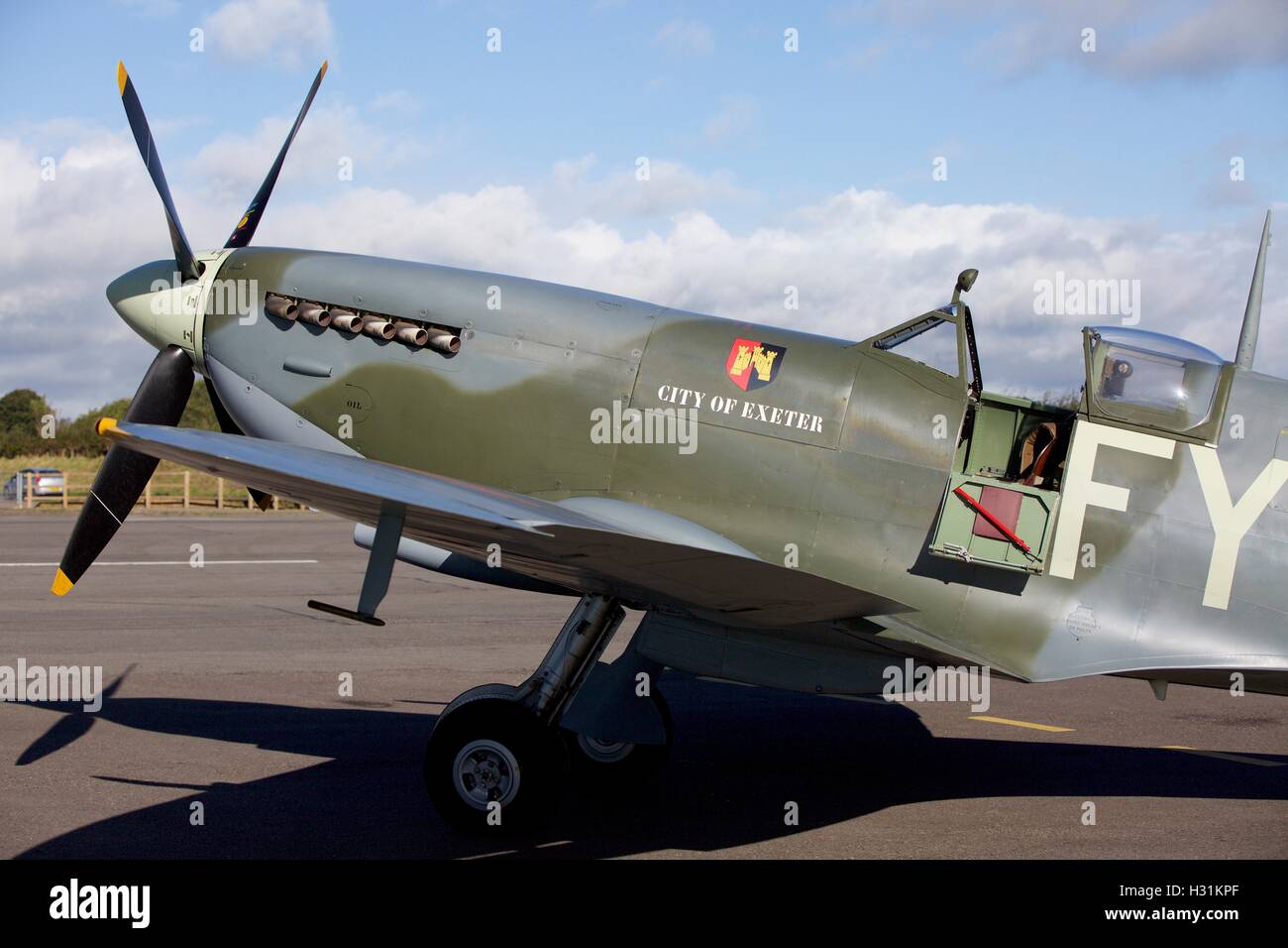 Spitfire at Dunkeswell airfield in Devon which appears in flying scenes ...