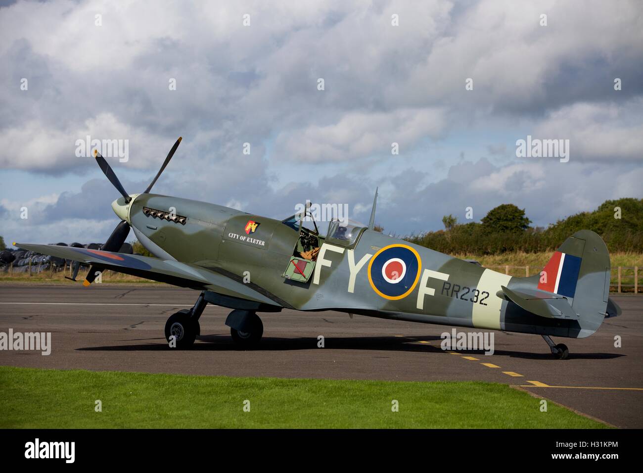 Spitfire at Dunkeswell airfield in Devon which appears in flying scenes ...