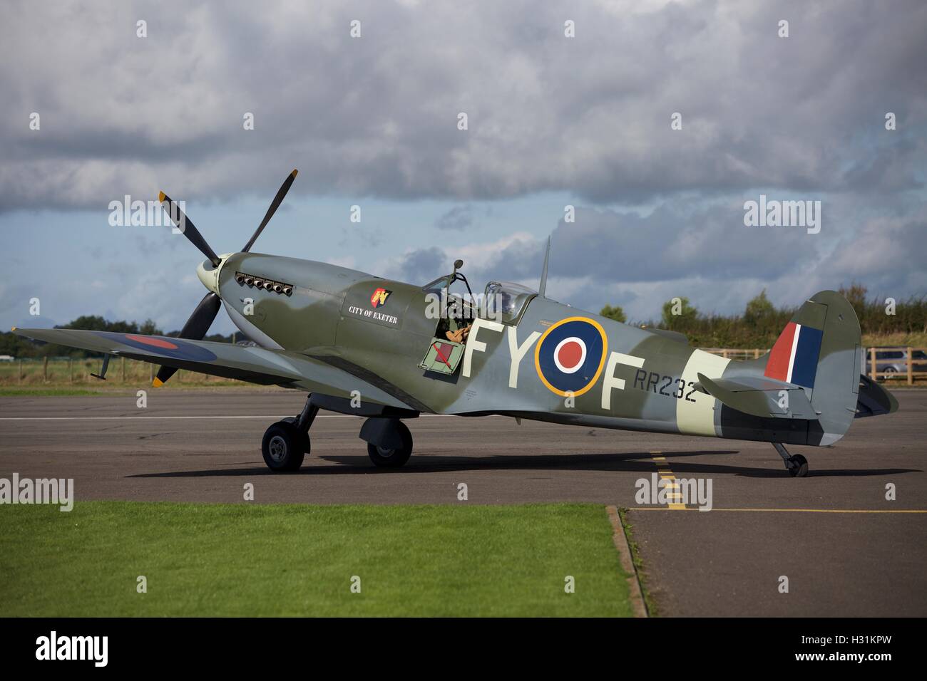 Spitfire at Dunkeswell airfield in Devon which appears in flying scenes ...