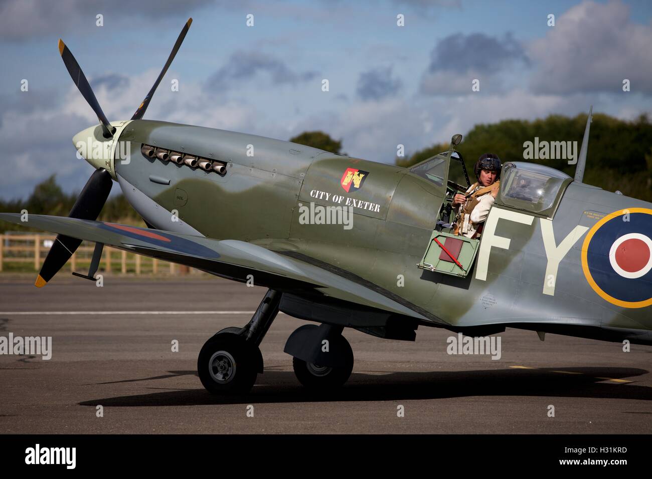 Spitfire at Dunkeswell airfield in Devon which appears in flying scenes ...