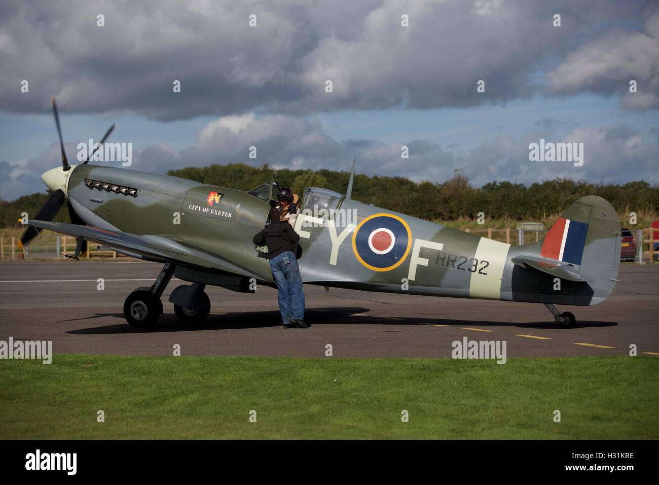 Spitfire at Dunkeswell airfield in Devon which appears in flying scenes ...