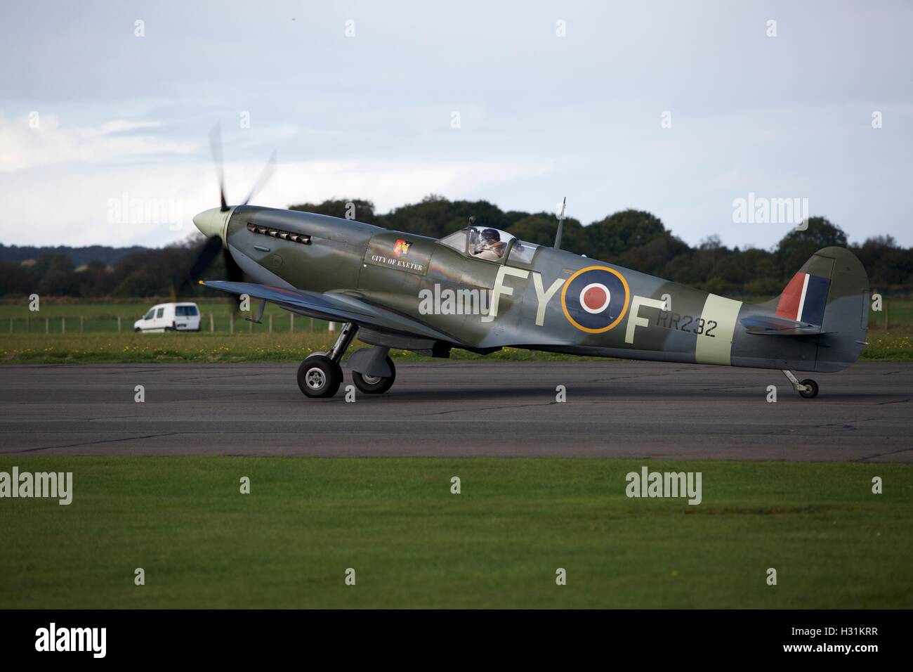 Spitfire at Dunkeswell airfield in Devon which appears in flying scenes ...