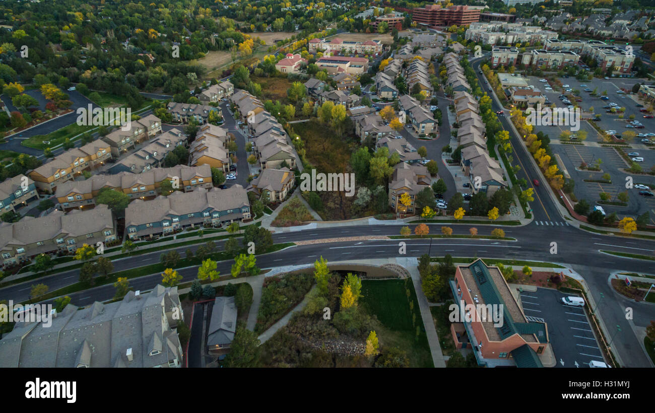 Aerial view of apartment complex in the Autumn Stock Photo - Alamy