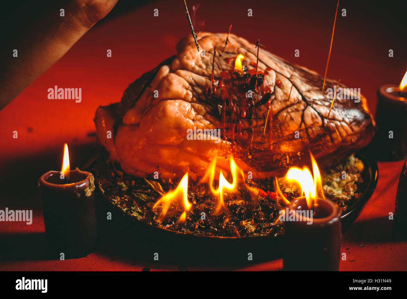 magic ritual with bovine heart Stock Photo - Alamy
