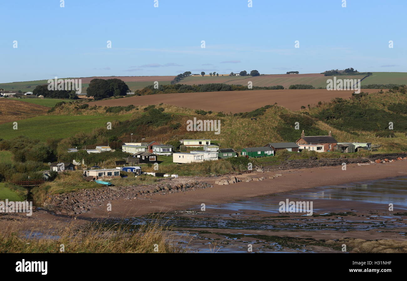 Elevated view of Corbie Knowe Lunan Bay Angus Scotland October 2016 ...