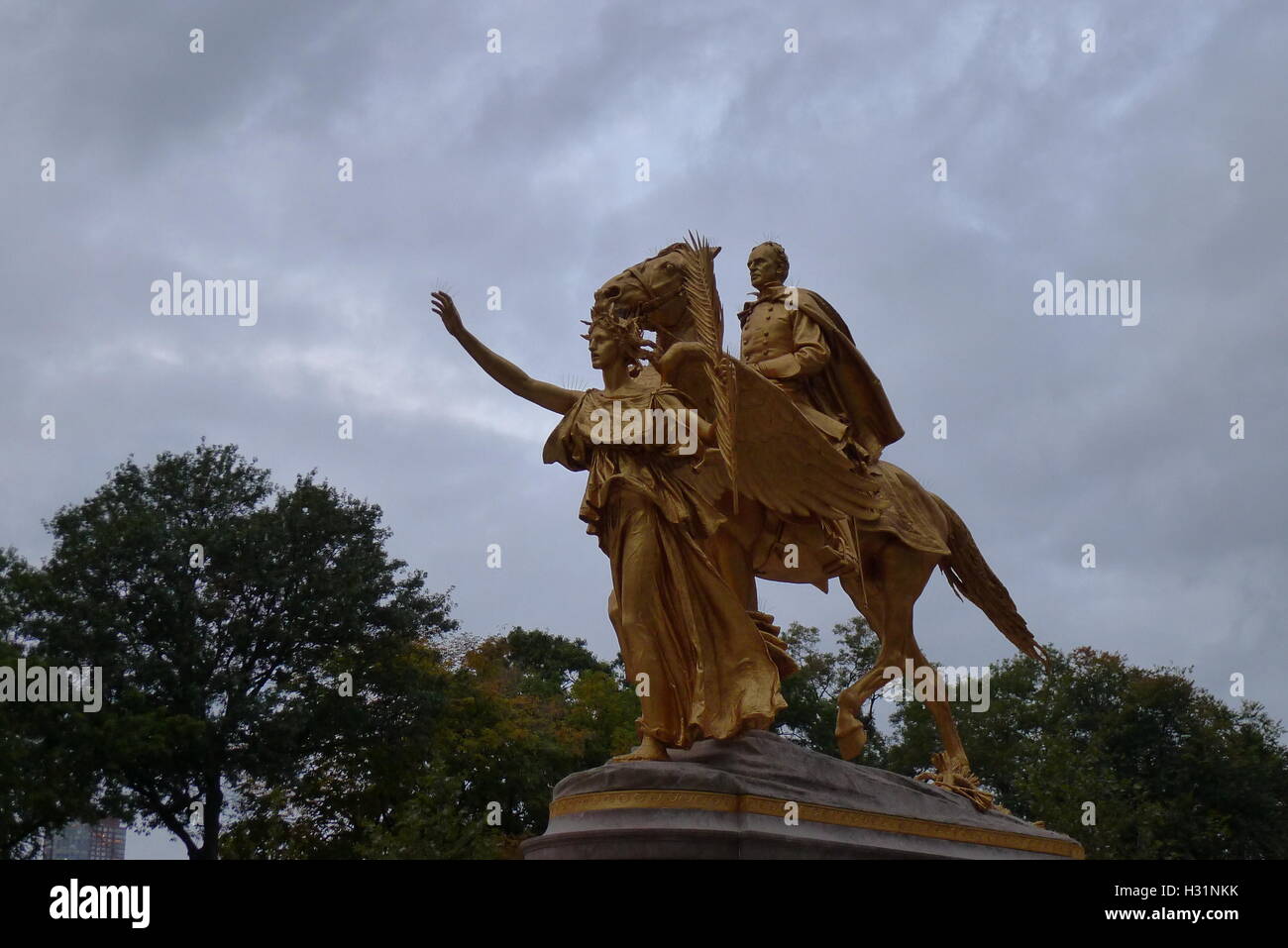 Equestrian statue of general william tecumseh sherman hi-res stock ...