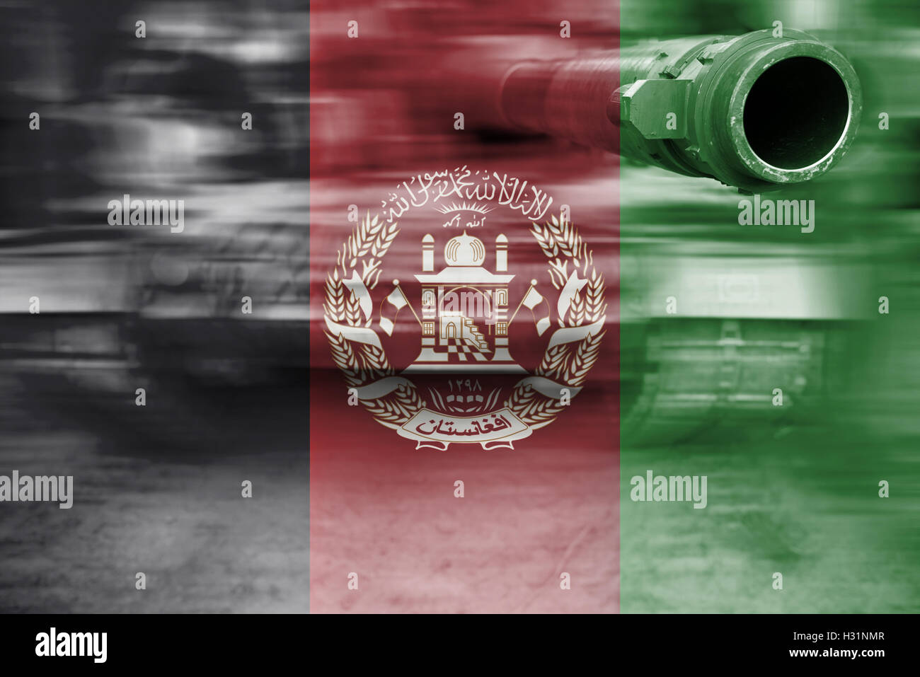 military strength theme, motion blur tank with Afghanistan flag Stock ...