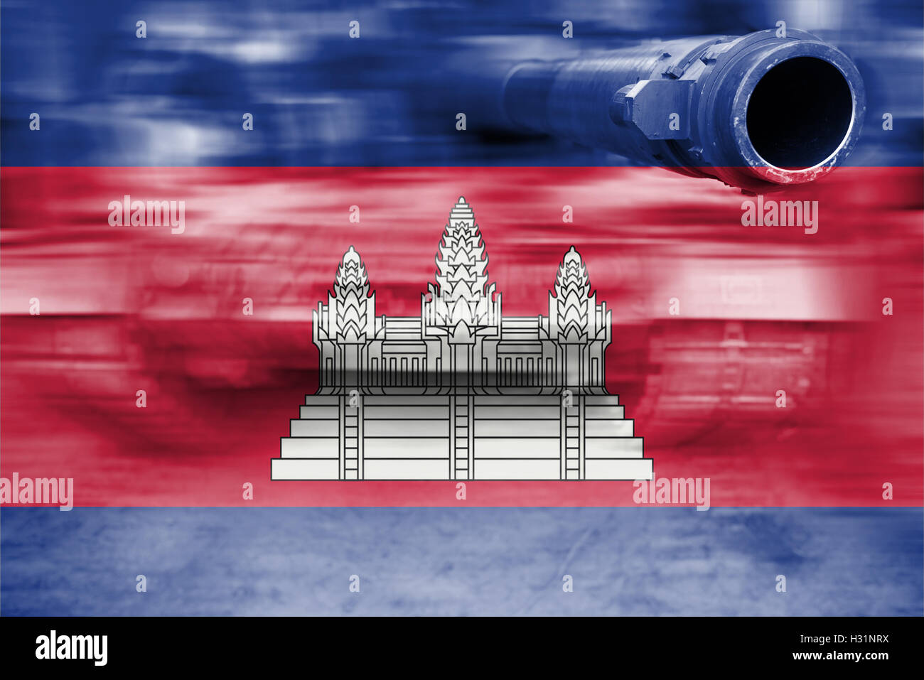 military strength theme, motion blur tank with Cambodia flag Stock ...