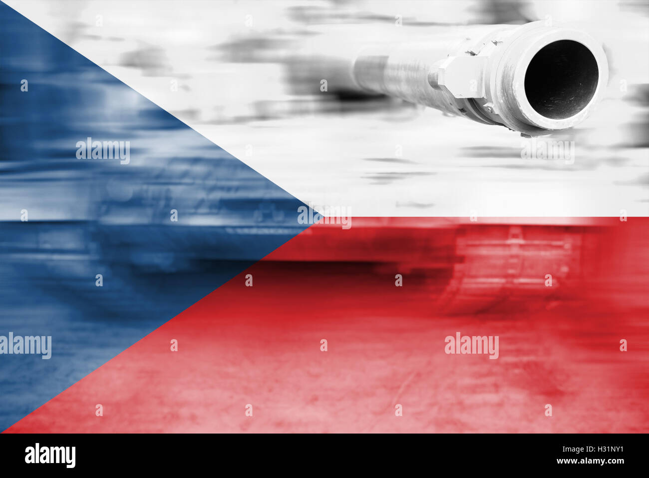 military strength theme, motion blur tank with Czech Republic flag ...