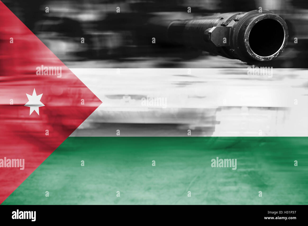military strength theme, motion blur tank with Jordan flag Stock Photo ...