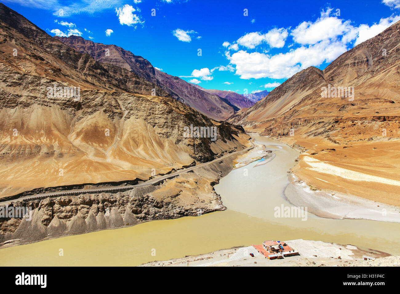Indus river connected with another river in Leh, India Stock Photo - Alamy