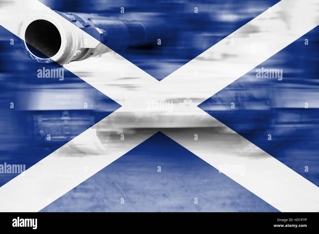 military strength theme, motion blur tank with Scotland flag Stock ...