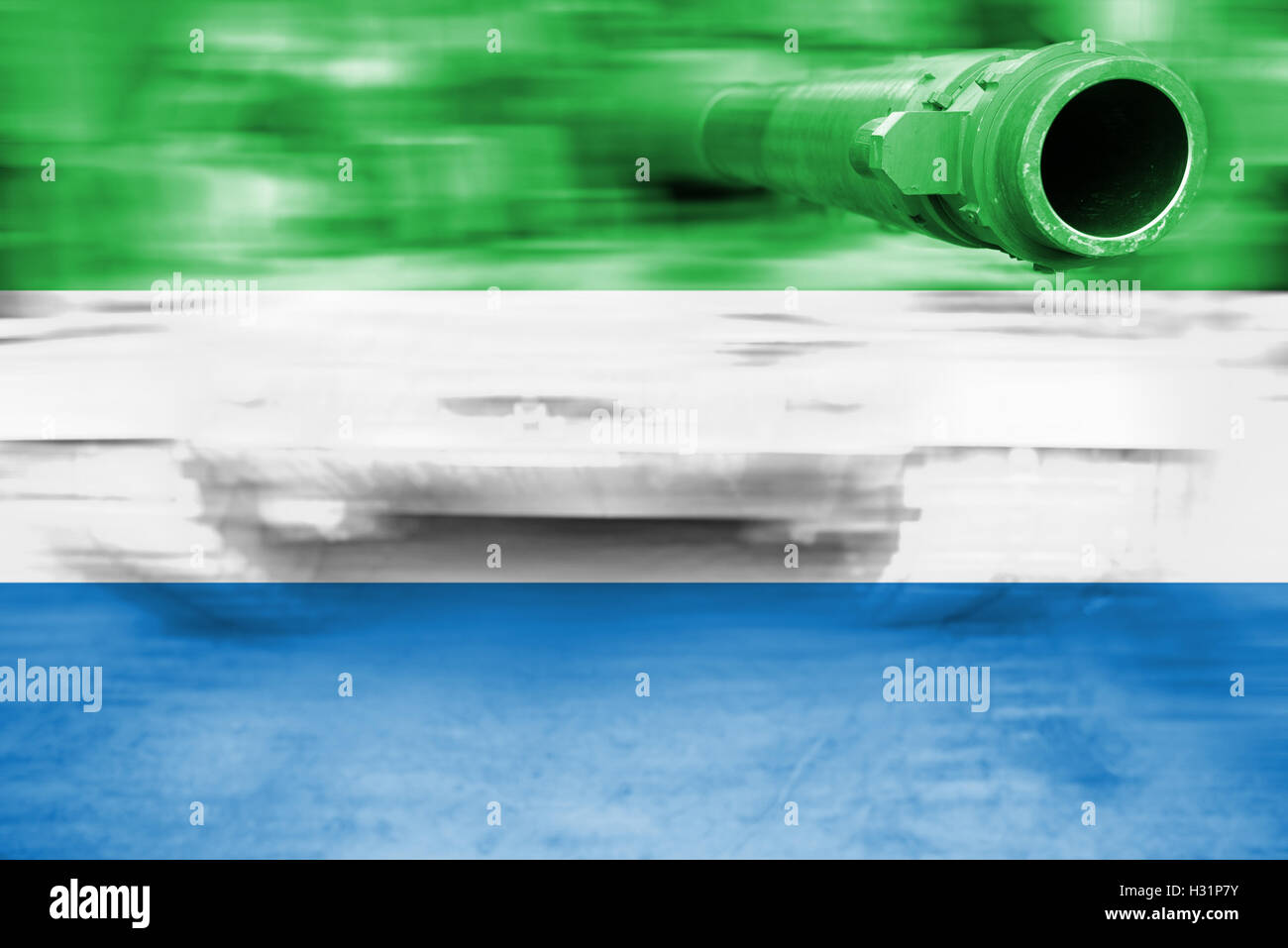 military strength theme, motion blur tank with Sierra Leone flag Stock ...
