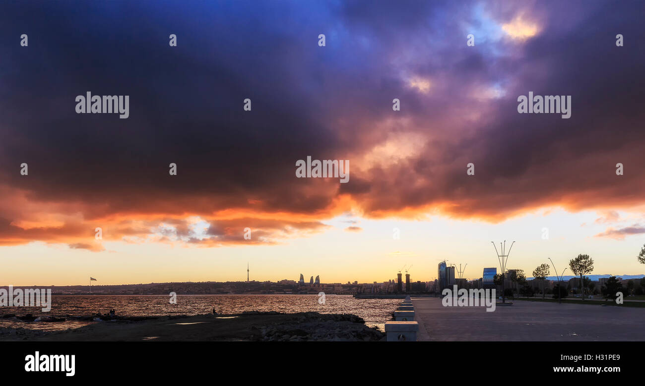 Baku at sunset Stock Photo - Alamy