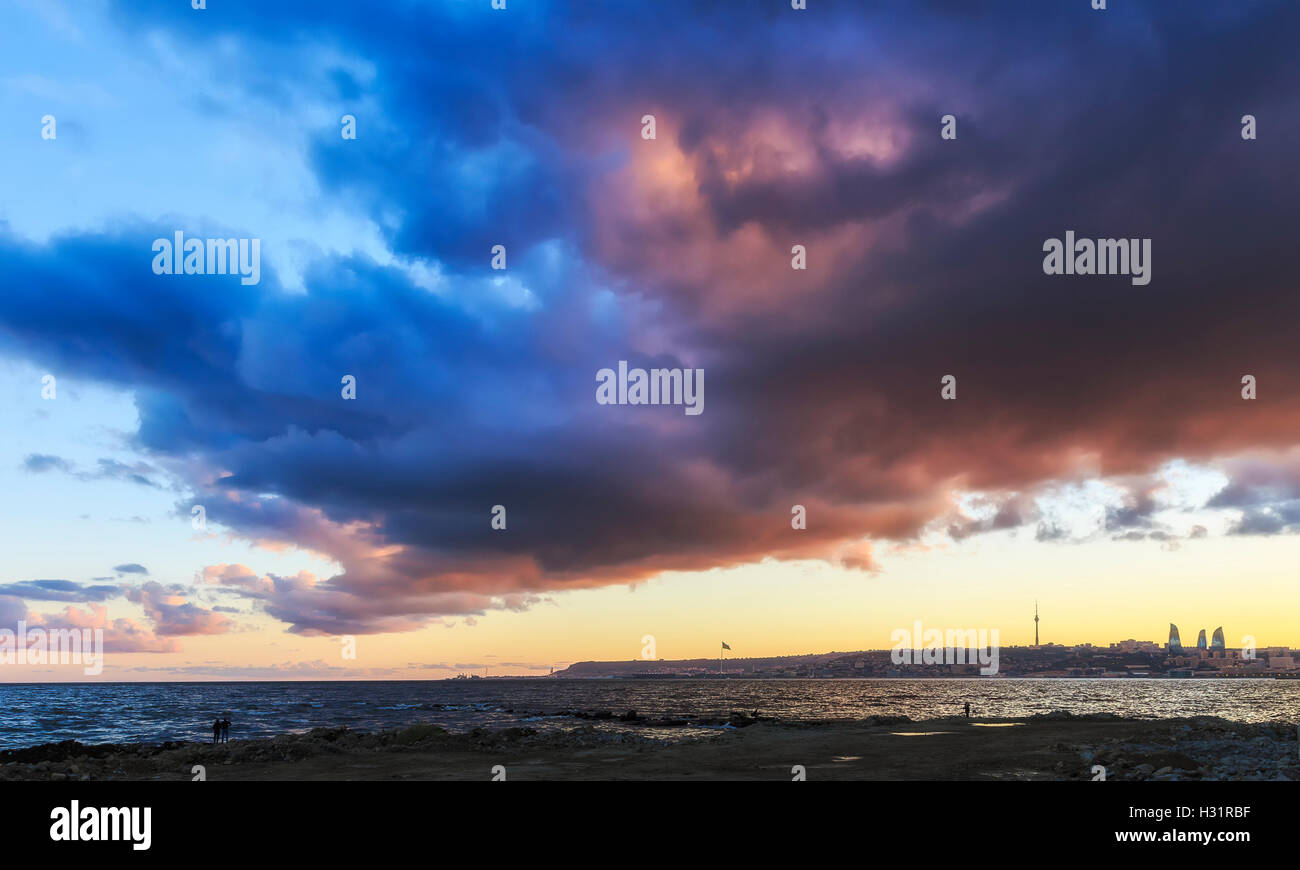 Baku at sunset Stock Photo - Alamy