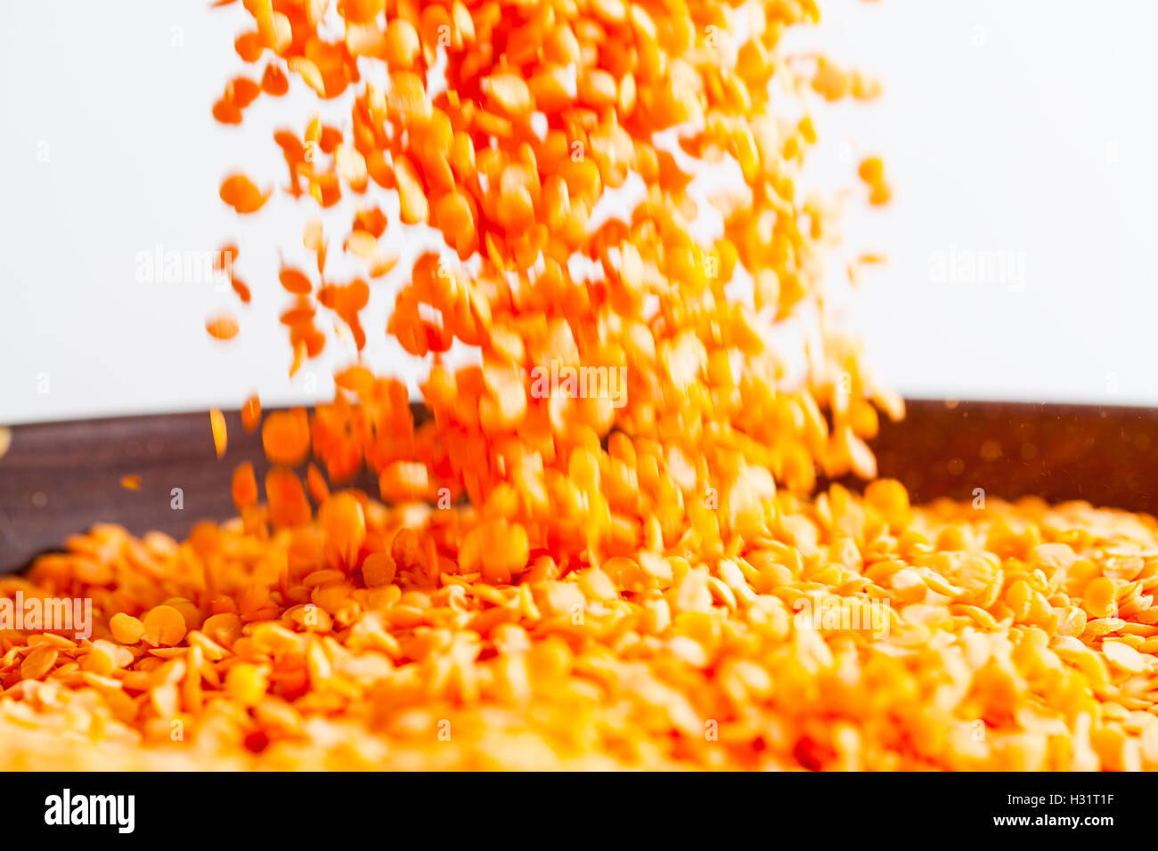 Dried Red Lentils Falling Stock Photo - Alamy
