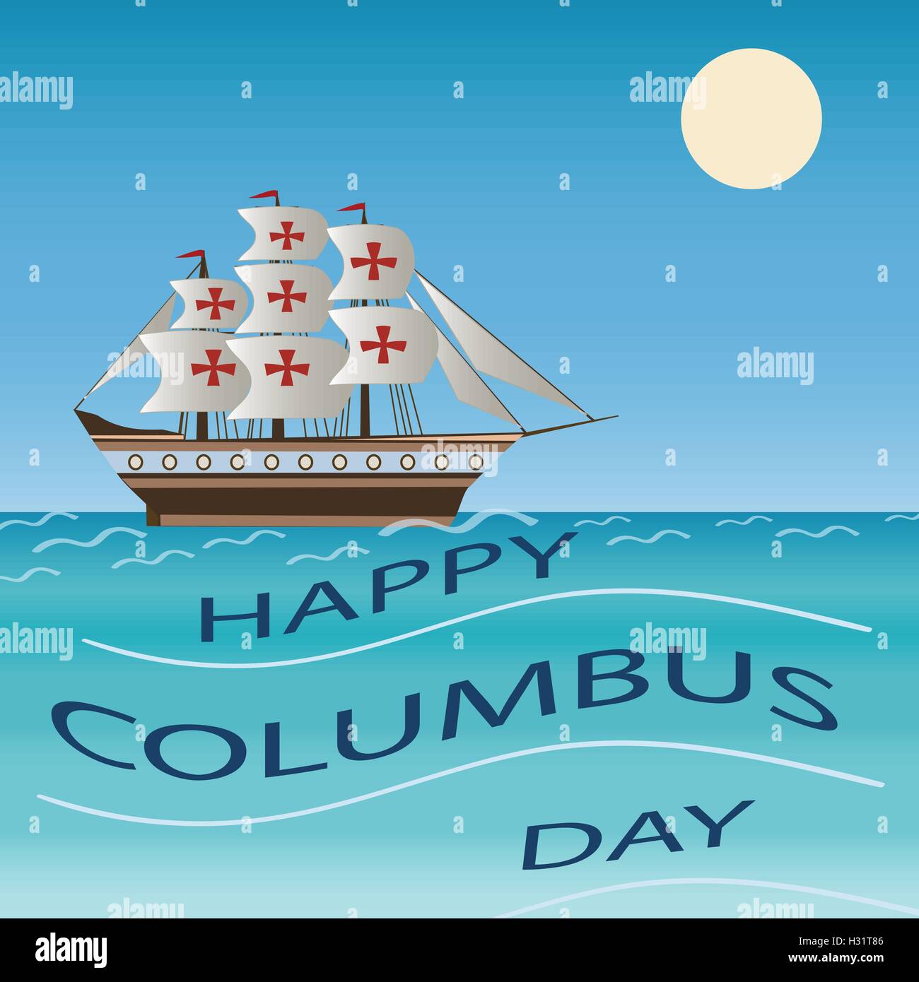 Happy Columbus Day Holiday Ship Vector Illustration Stock Vector Image ...