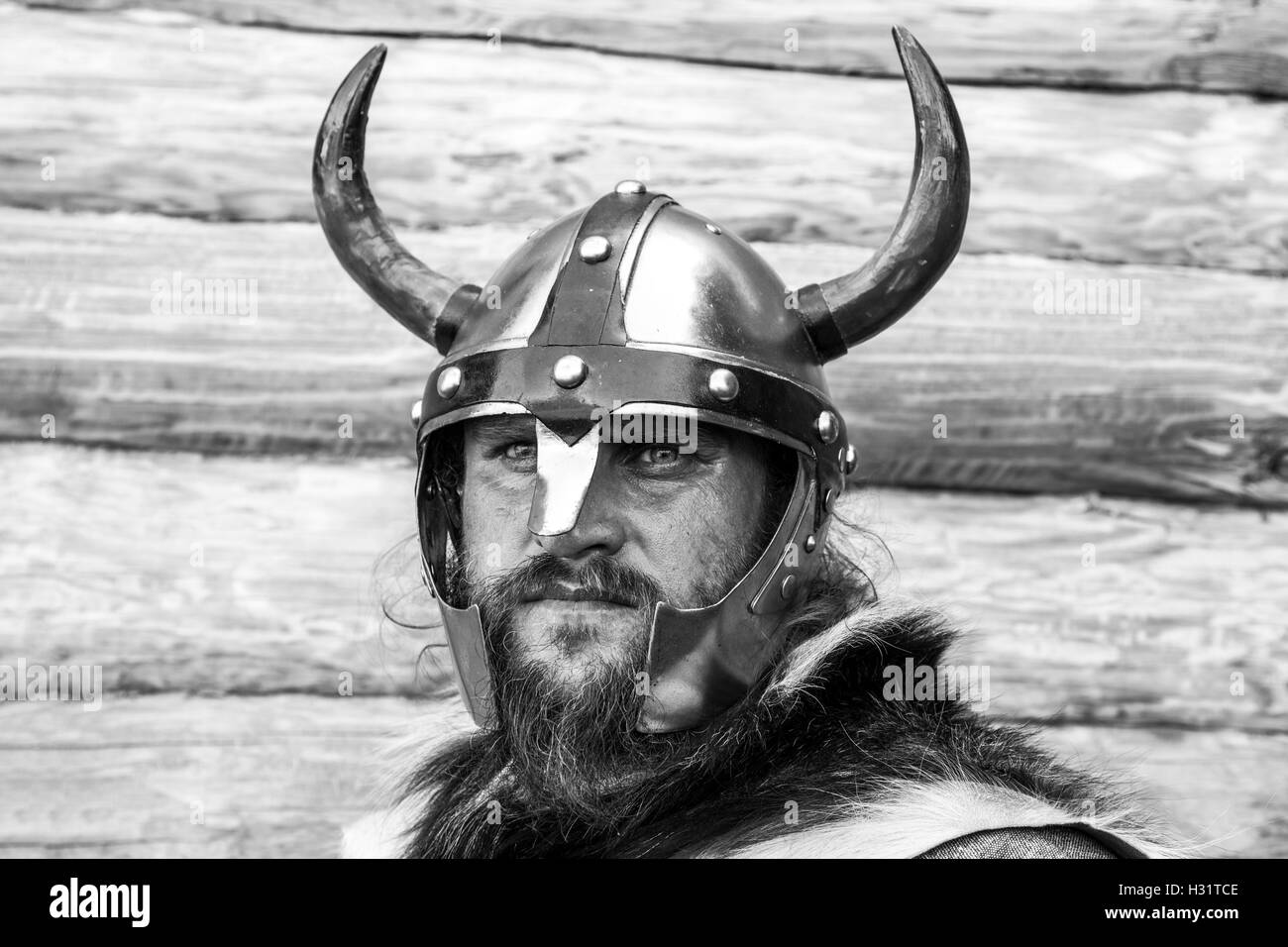 The portrait of Viking, black and white photography Stock Photo - Alamy