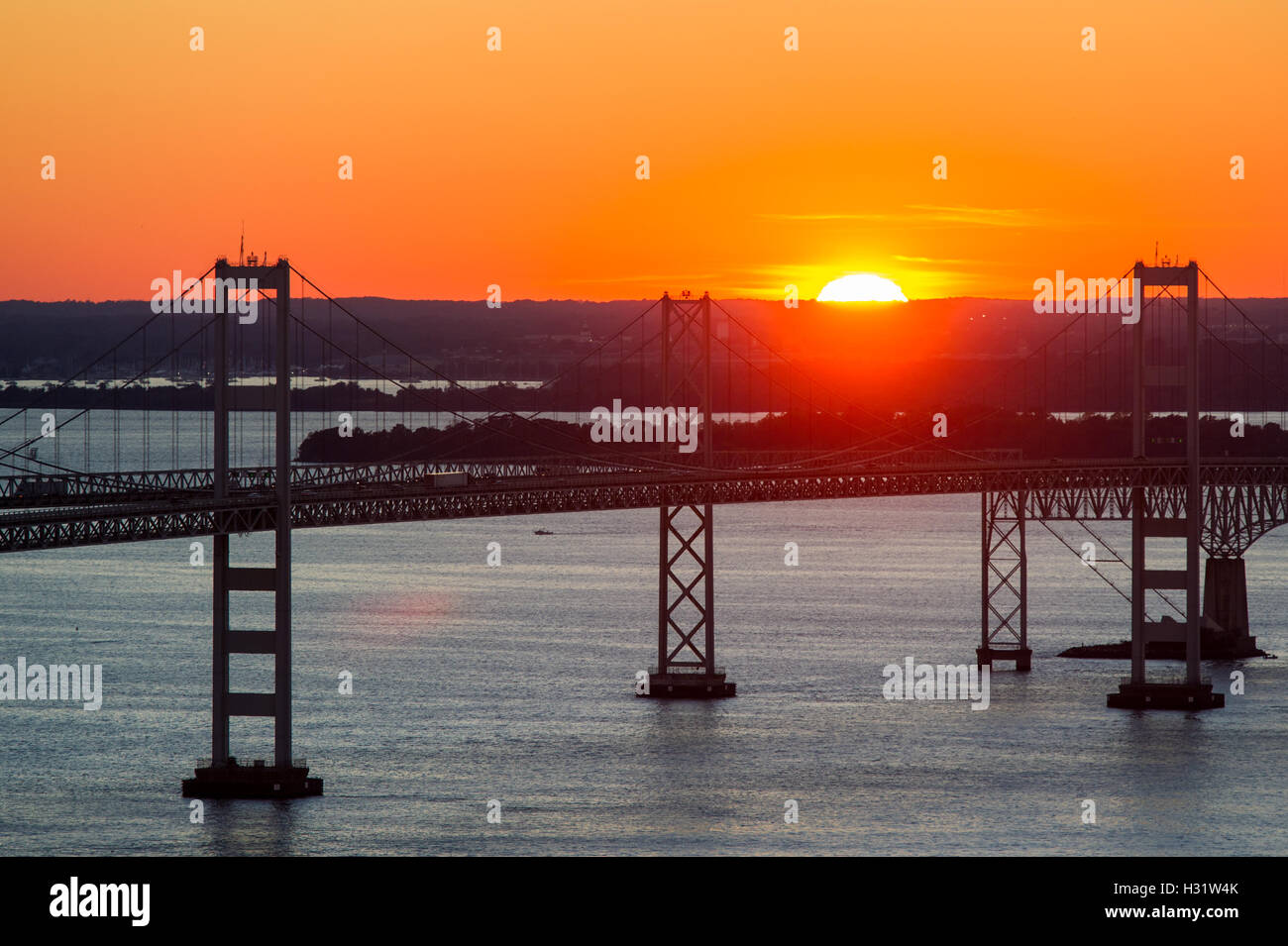 Sunset behind the Chesapeake Bay Bridge in Maryland Stock Photo - Alamy